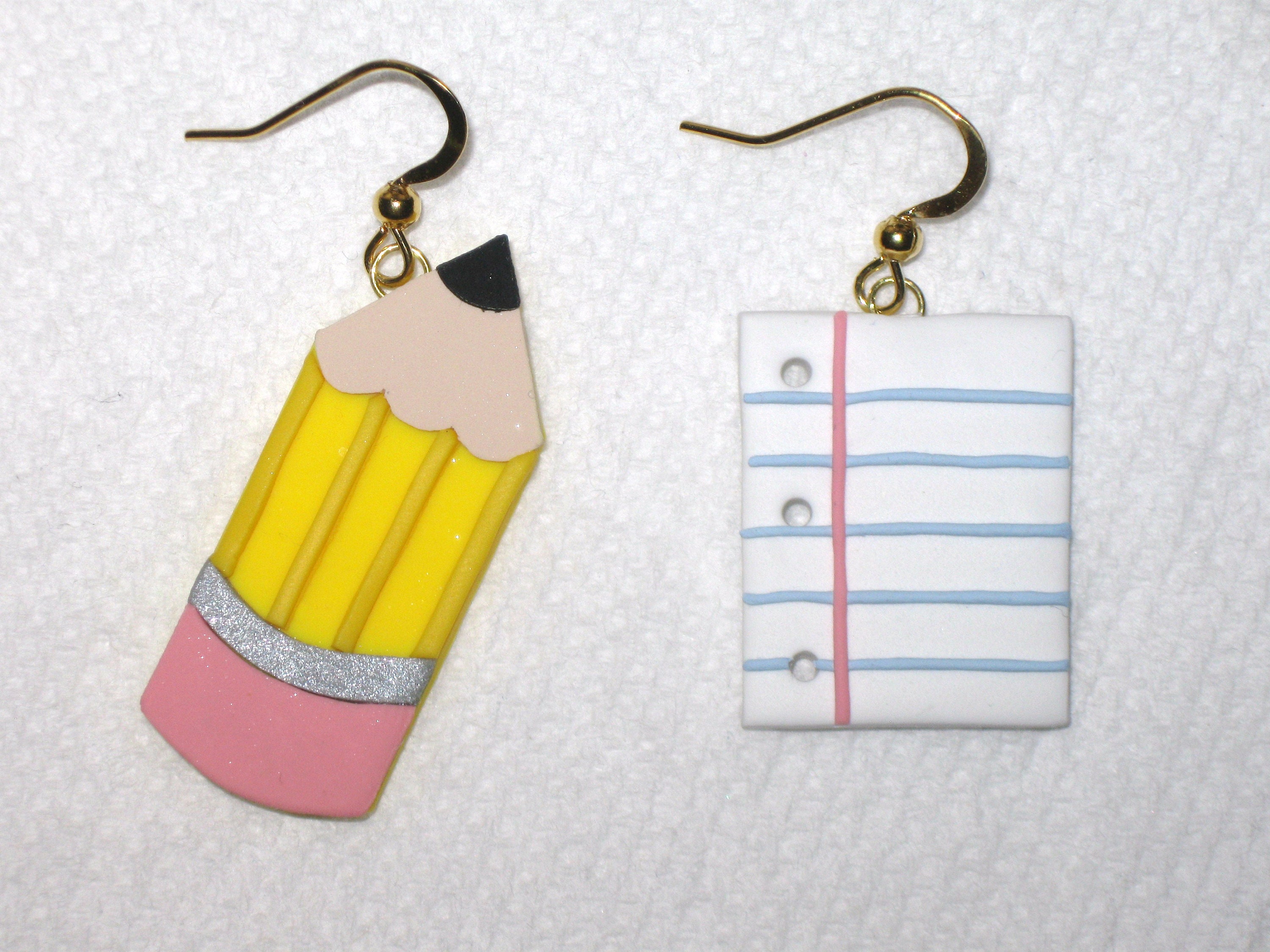 Notebook Paper & Pencil Earrings,paper Earrings,pencil Earrings,school ...