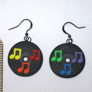 Record Earrings,rainbow Music Note Earrings,phonograph Record Earrings ...