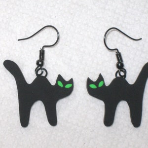 Arched Back Black Cat Halloween Earrings - Etsy