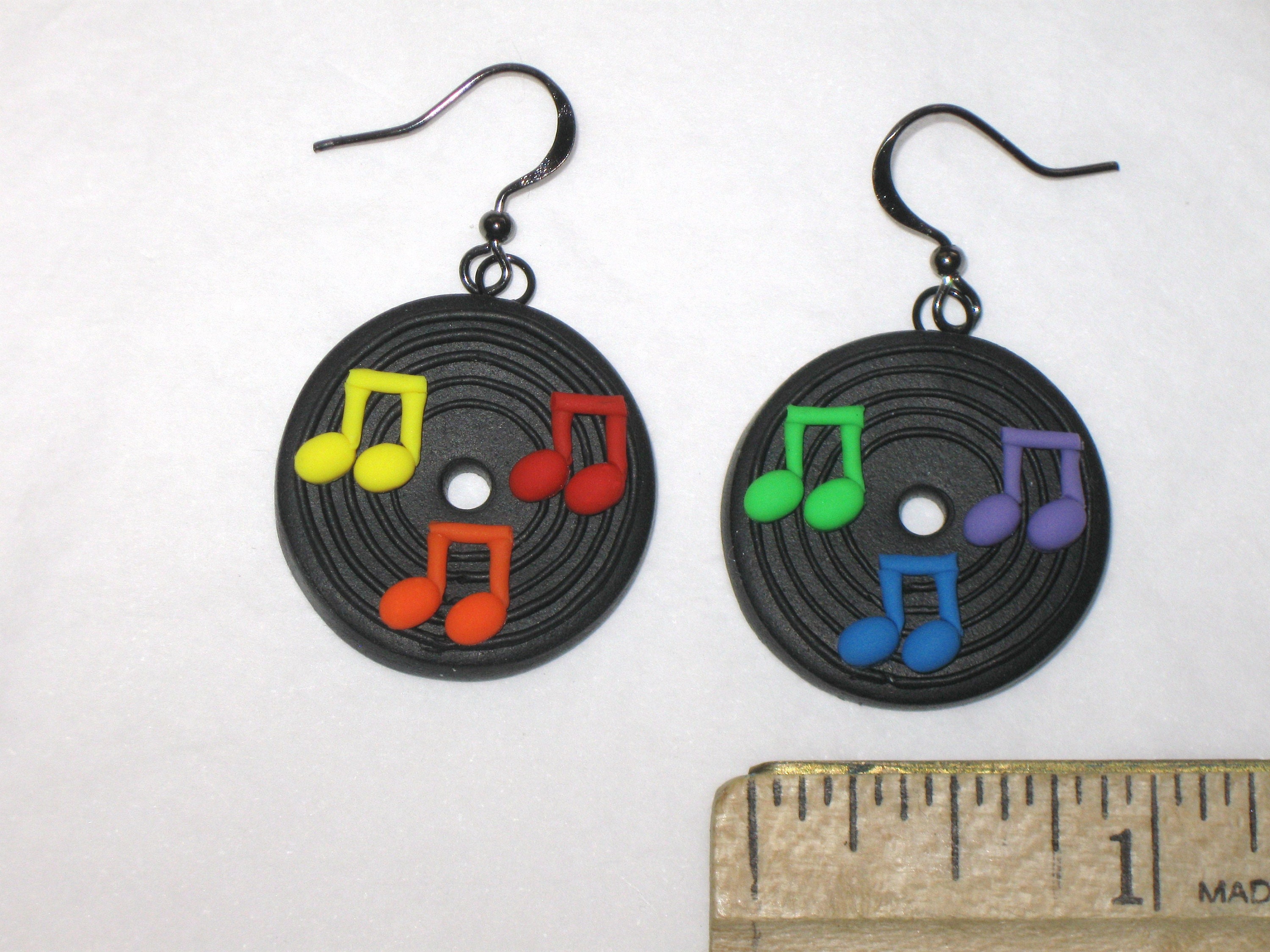 Record EarringsRainbow Music Note EarringsPhonograph Record | Etsy
