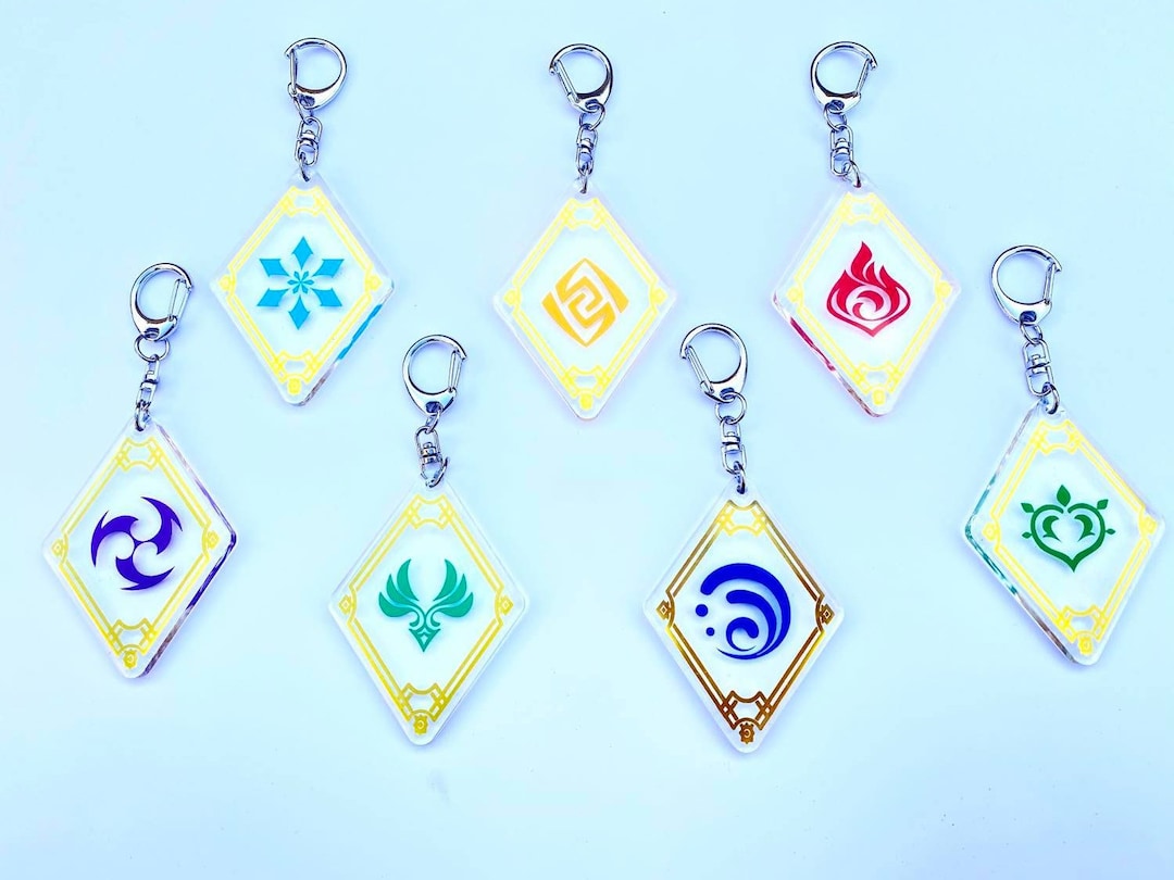 Genshin Impact Elemental Keychains pyro, Cryo, Geo, Electro, Dendro, Hydro, Anemo - Etsy