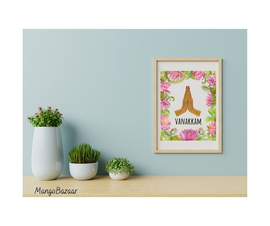 Vanakkam Printable, Hands, Lotus Water Lily, Indian Tamil Welcome Sign ...
