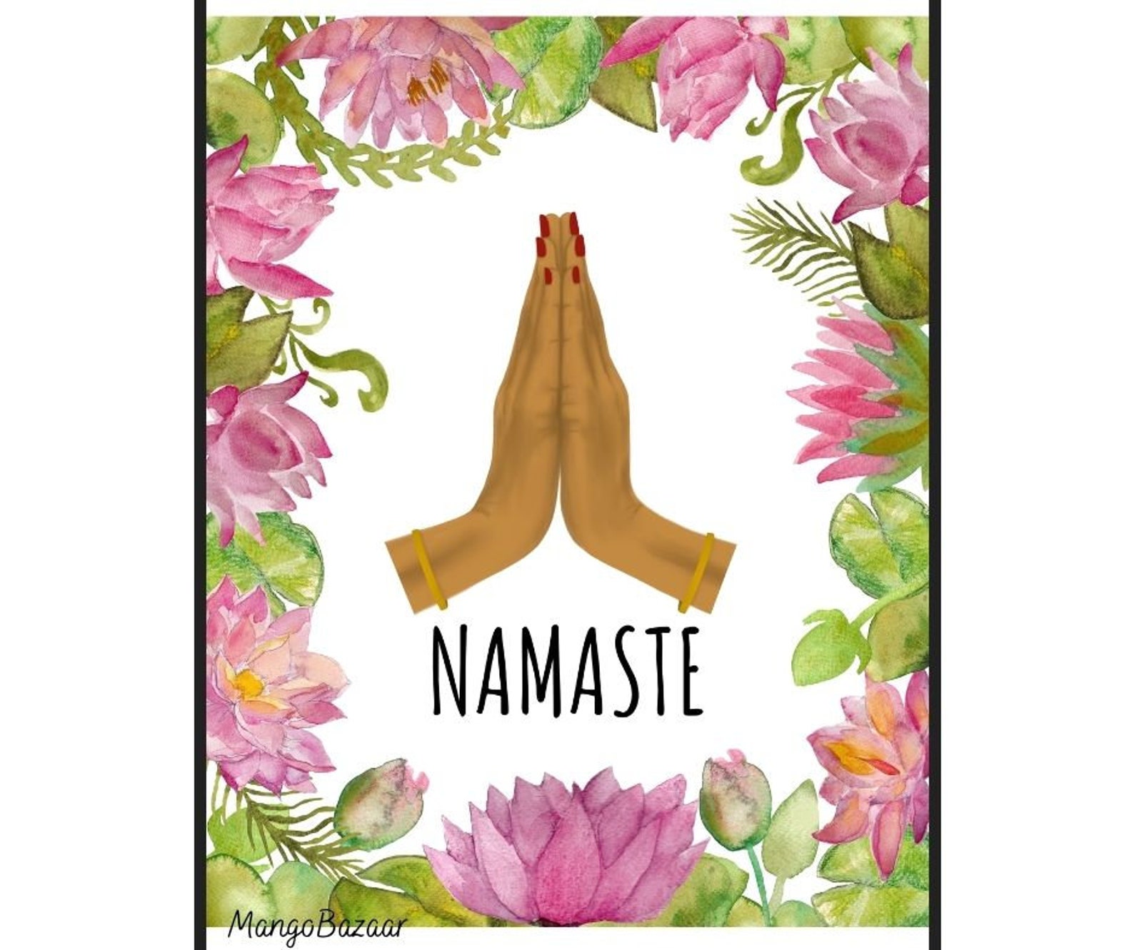 Namaste Hands Lotus Flower Print, Indian Welcome Sign (digital Download ...