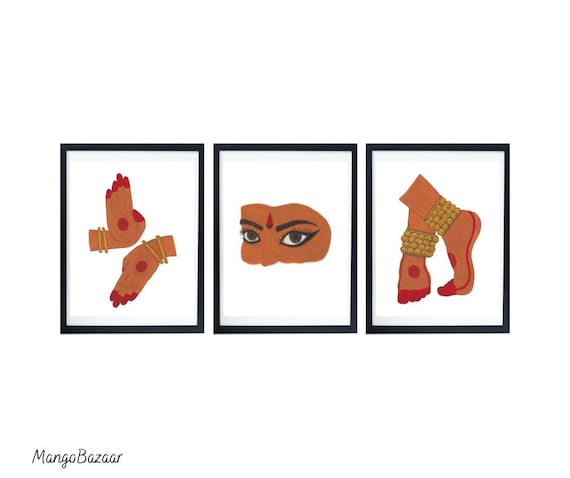 Indian Dancer Eyes Hands and Feet Set of 3 Classical Indian - Etsy