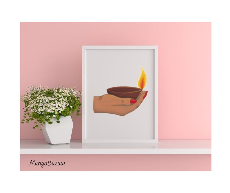 Diwali Diya Art Print, Hindu Festive Decor (digital Download) - Etsy