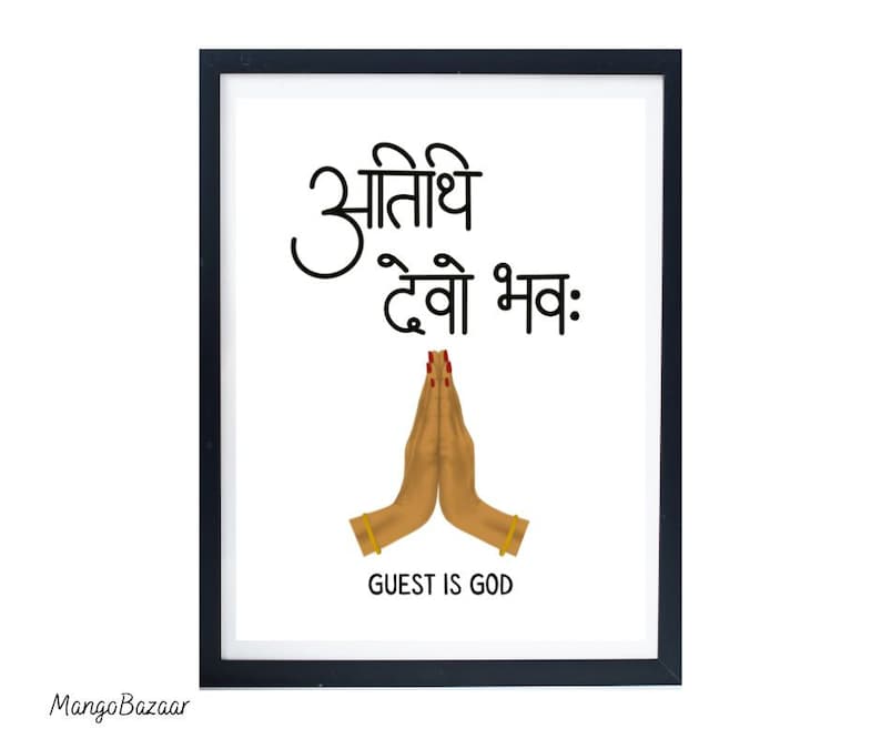 Atithi Devo Bhava Printable, Sanskrit Phrase, Indian Desi Boho Art ...