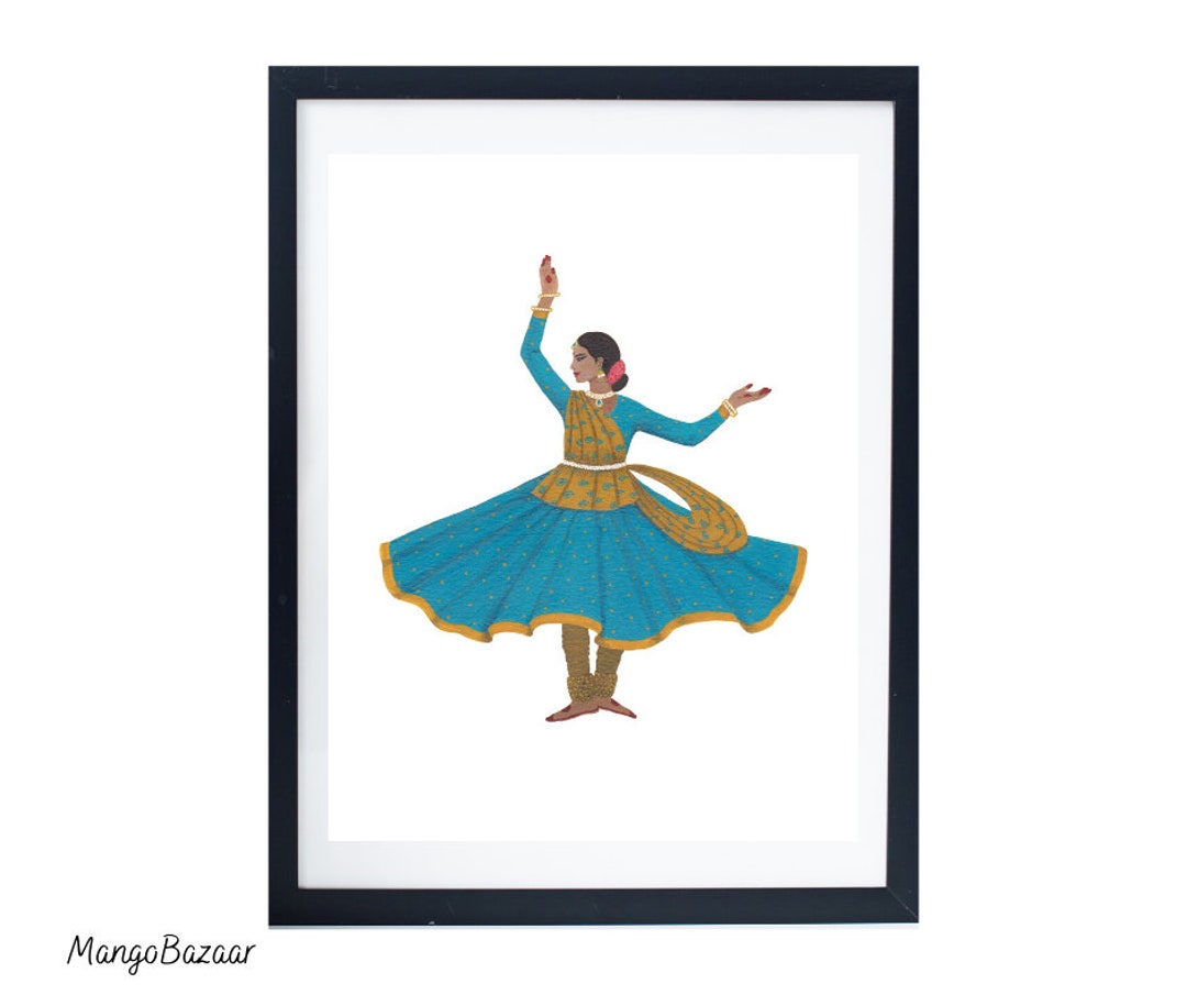 Kathak Dancer Art Print, Indian Classical Dance, Boho Decor (digital ...