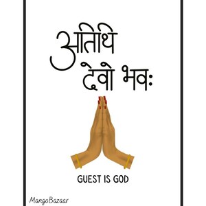 Atithi Devo Bhava Printable, Sanskrit Phrase, Indian Desi Boho Art ...