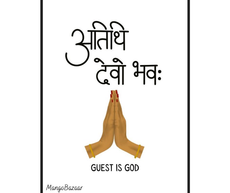 Atithi Devo Bhava Printable, Sanskrit Phrase, Indian Desi Boho Art ...