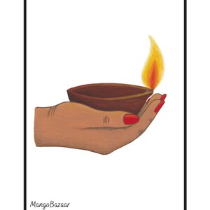 Diwali Diya Art Print, Hindu Festive Decor (digital Download) - Etsy