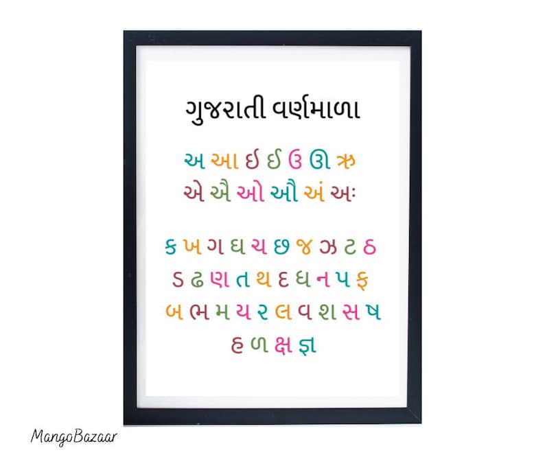 Gujarati Varnamala Printable, Gujarati Alphabet Indian Room Decor ...
