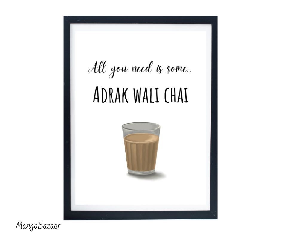 Indian Chai Art, Desi Masala Cutting Chai, Tea Wall Art for Home ...