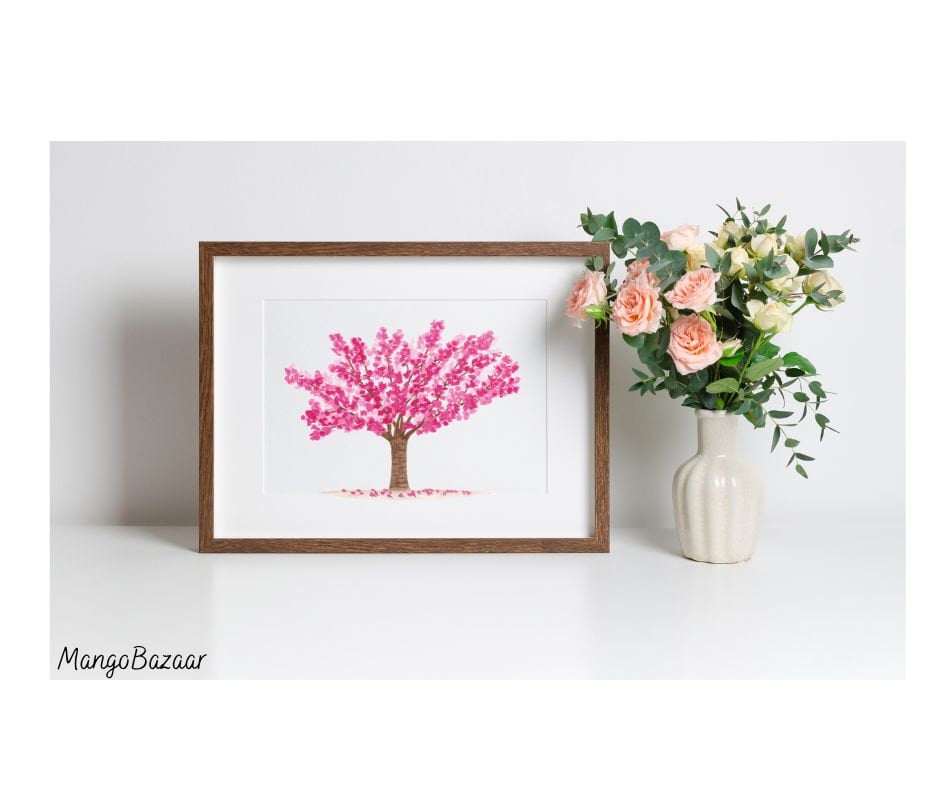 Cherry Blossom Tree Watercolor Painting, Floral Spring Wall Art ...