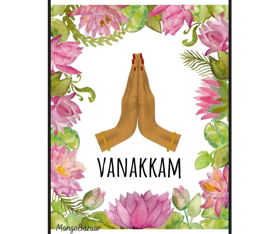 Vanakkam Printable, Hands, Lotus Water Lily, Indian Tamil Welcome Sign ...