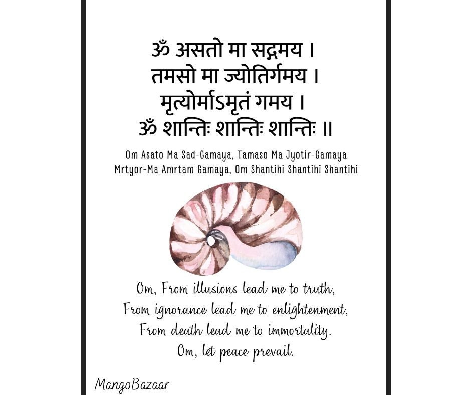 Sanskrit Shlokas Set of 5 Shell Art Prints, Pooja Meditation Yoga ...