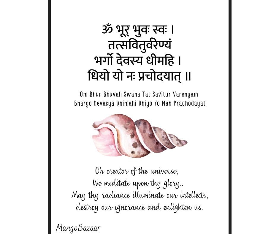 Sanskrit Shlokas Set of 5 Shell Art Prints, Pooja Meditation Yoga ...