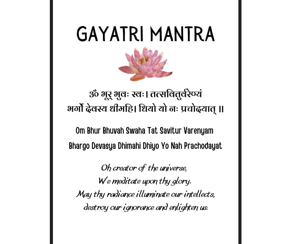 Gayatri Mantra Art, Hindu Prayer Shlok, Yoga Room Decor (digital ...