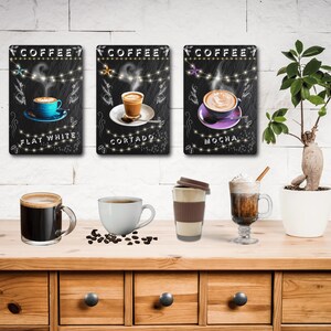 Coffee Signs Kitchen Decor, Metal Wall Art Retro Plaques for Coffee Bar ...