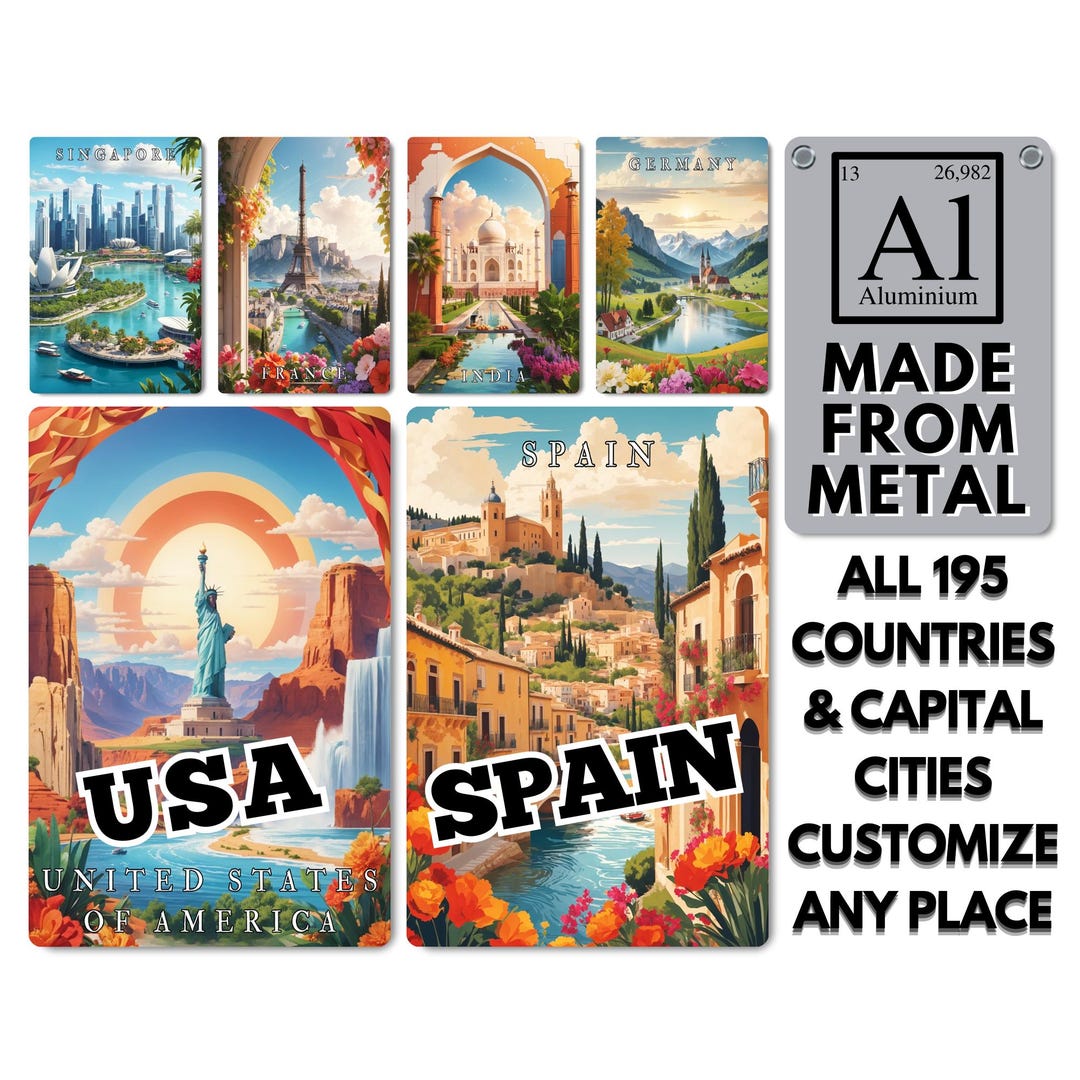 Travel Posters - Metal Wall Art, City Prints, Country Pictures, World ...