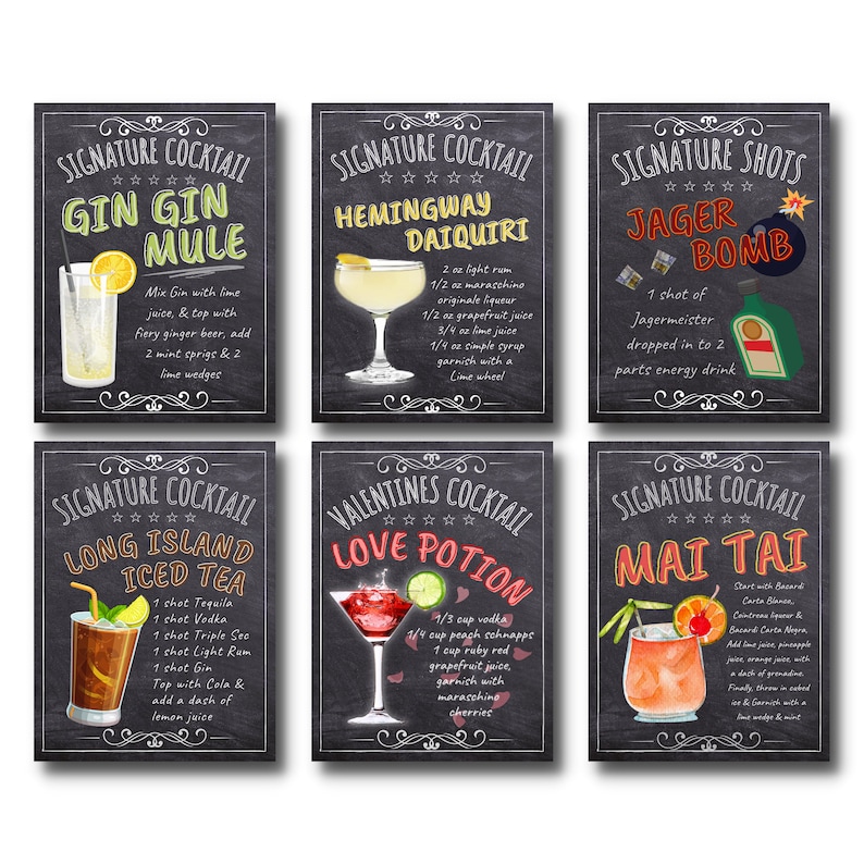 Bar Signs Cocktail Recipes METAL Wall Art Classic Tiki - Etsy