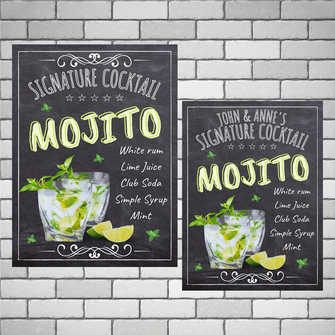 Personalised Mojito Recipe Metal Sign: Chalkboard Tiki Bar Decor - Etsy
