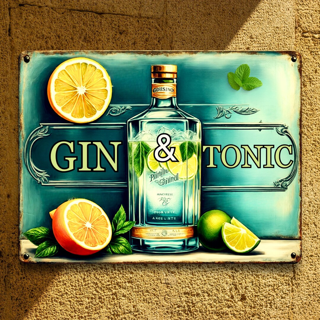 Gin Bar Signs Gin & Tonic Drink Poster for Home, Bedroom Wall Art ...