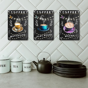 Coffee Signs Kitchen Decor, Metal Wall Art Retro Plaques for Coffee Bar ...