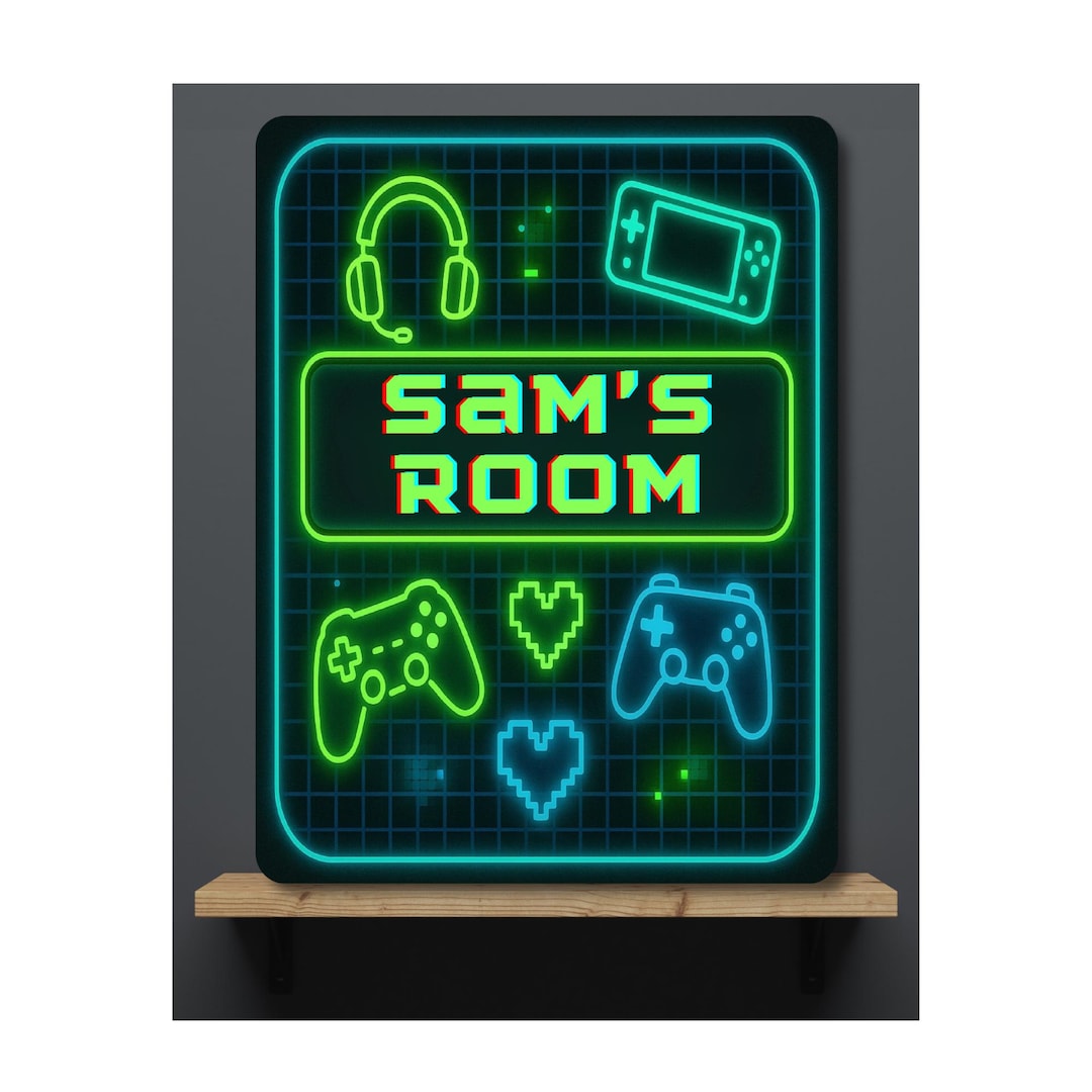 Boys Room Sign - Personalised Name Bedroom Door Sign for Gaming - Etsy