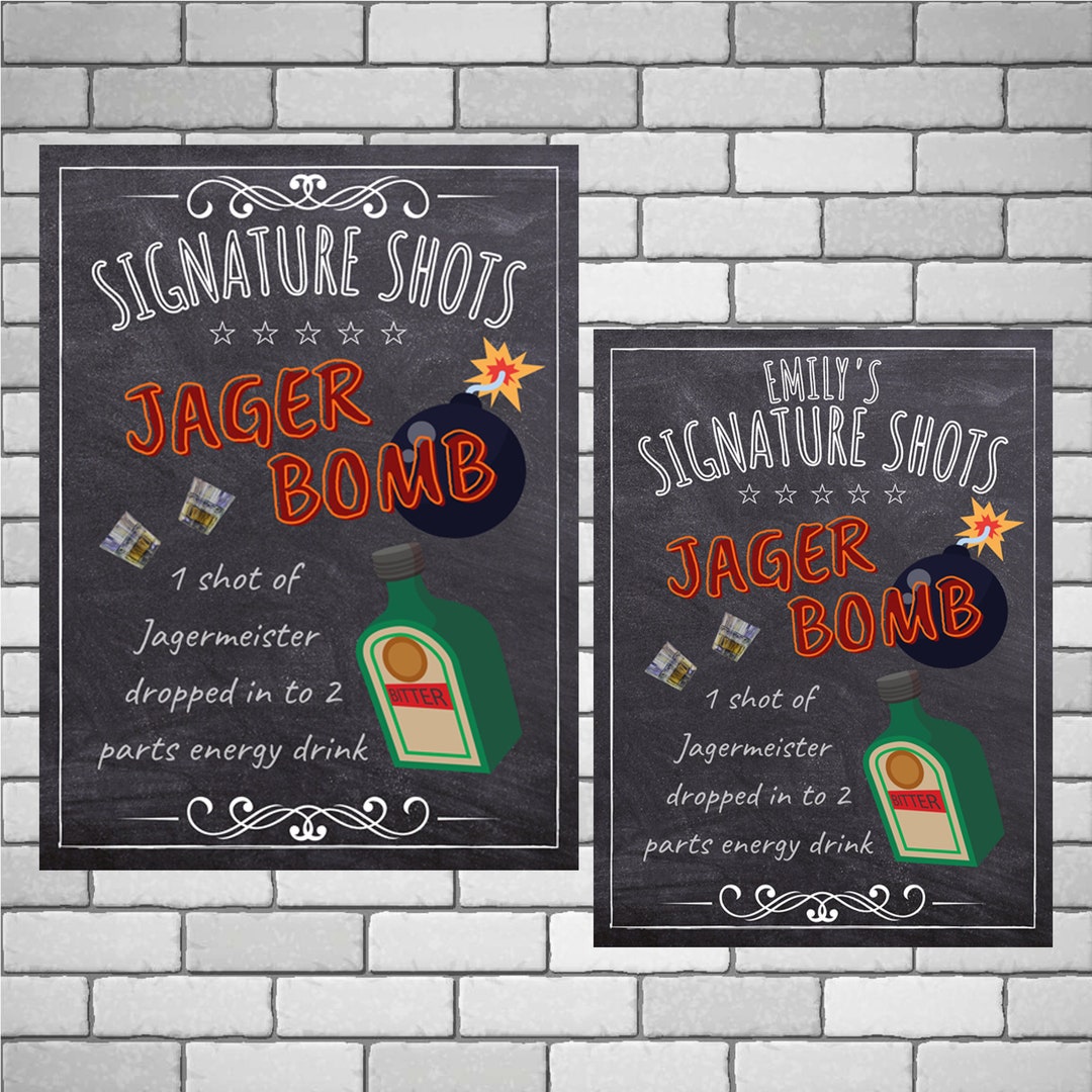 Personalised METAL SIGN Jagerbomb, Jagermeister Bar Plaque Chalkboard ...