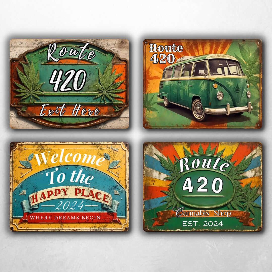 Weed Wall Art - Metal Signs - Route 420, Campervan Decor - Etsy