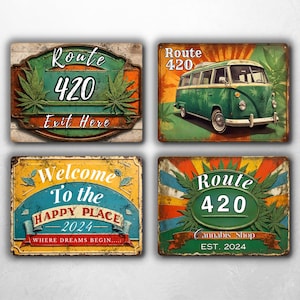 Weed Wall Art - Metal Signs - Route 420, Campervan Decor - Etsy