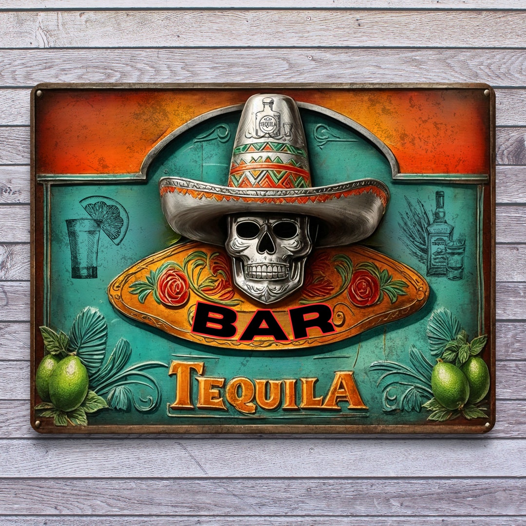 Vintage Pub Sign - Tequila Bar Decor for House, Bedroom Wall Art ...