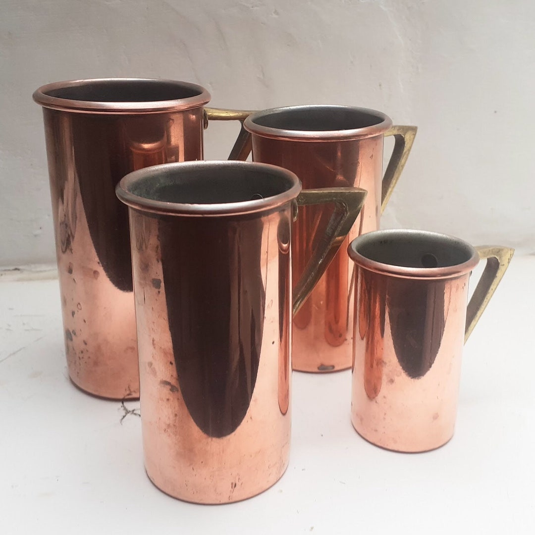 Victorian Copper Measuring Cups Graduated Tin Lined - Etsy