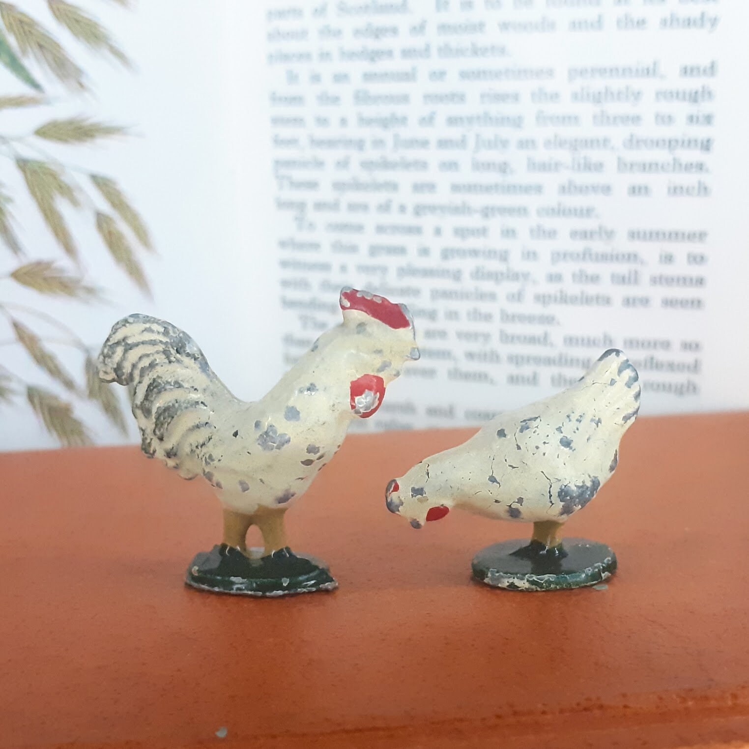 Vintage Lead Hen and Rooster With a Johillco Chicken Coop - Etsy