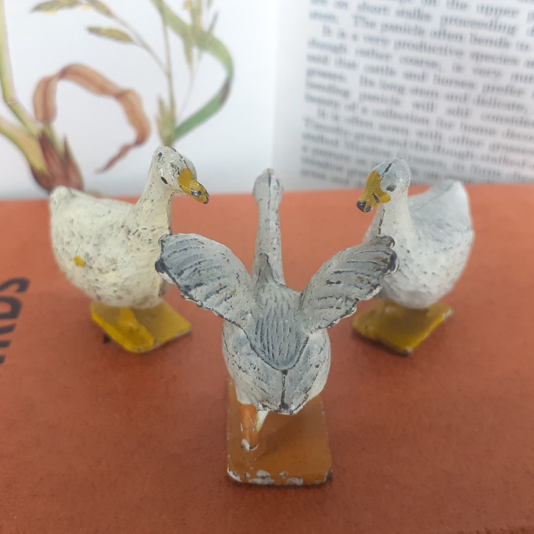 Vintage Trio of Timpo Geese - Pair of Geese and an Angry Gander - Lead ...