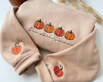 Yarn Pumpkin Embroidered Sweatshirt - Etsy