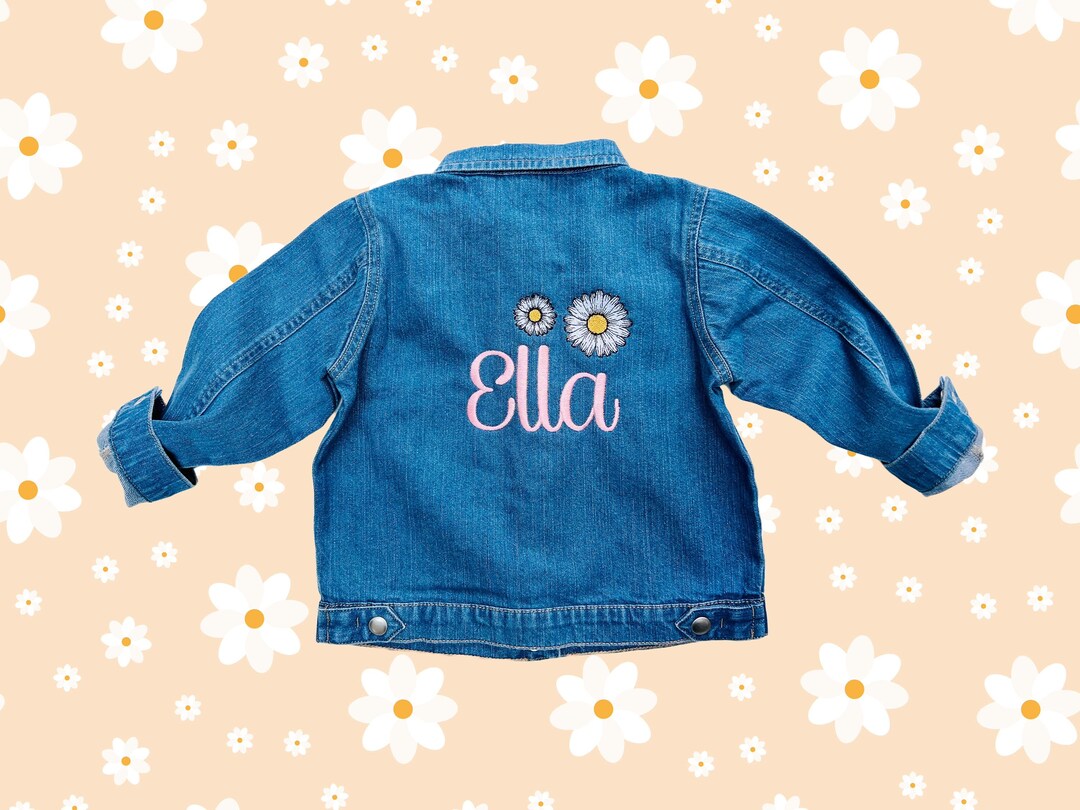Personalised Girl's Denim Jacket Custom Kid's Clothing With Daisy ...