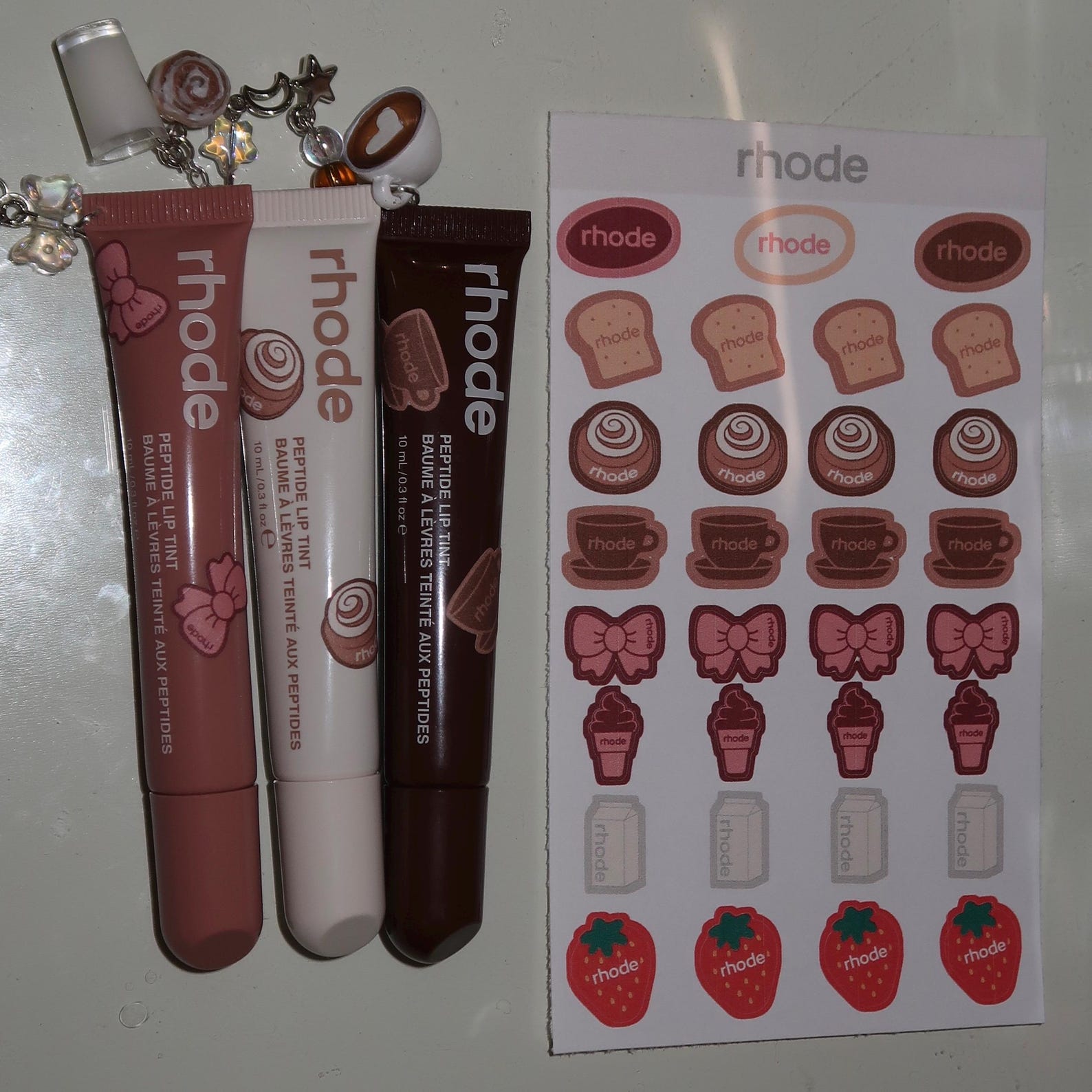 Hailey Bieber Rhode Glossier Strawberry Cinnamon Ribbon Makeup Skincare ...