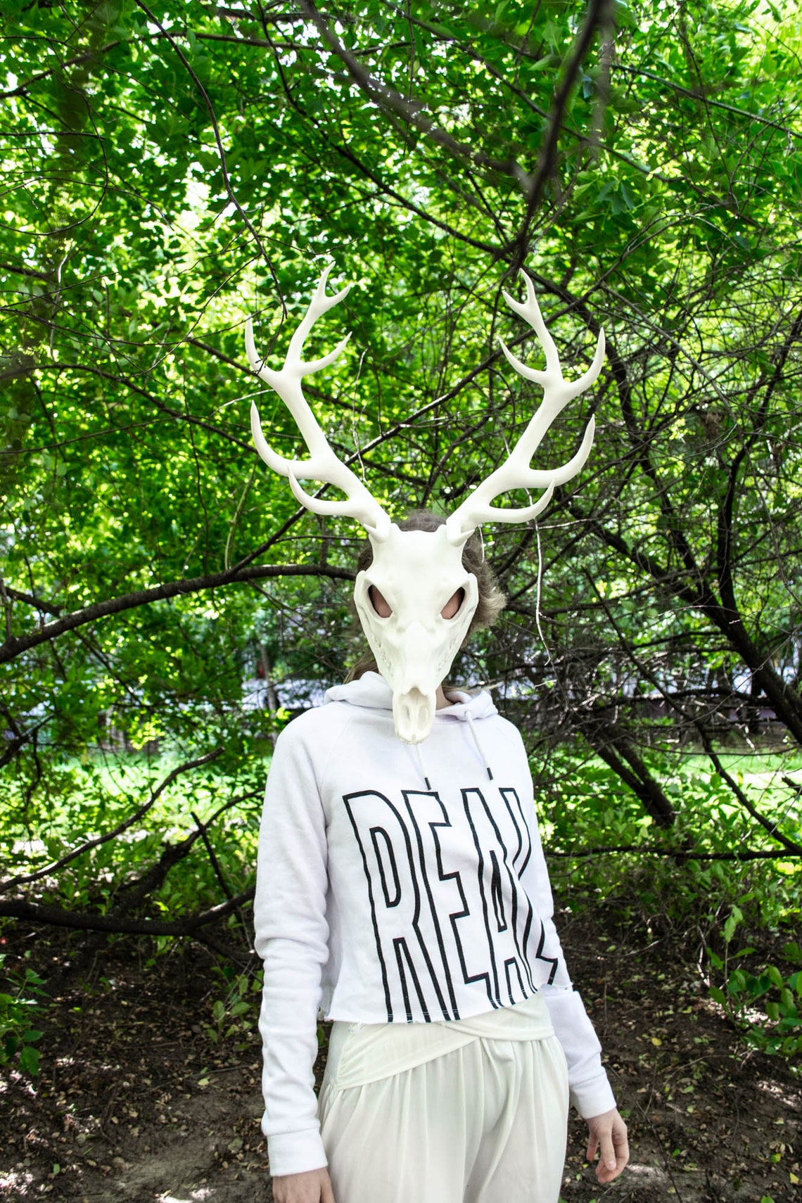 Movable Deer Skull Mask with Antlers /Creepy Mask Macabre | Etsy