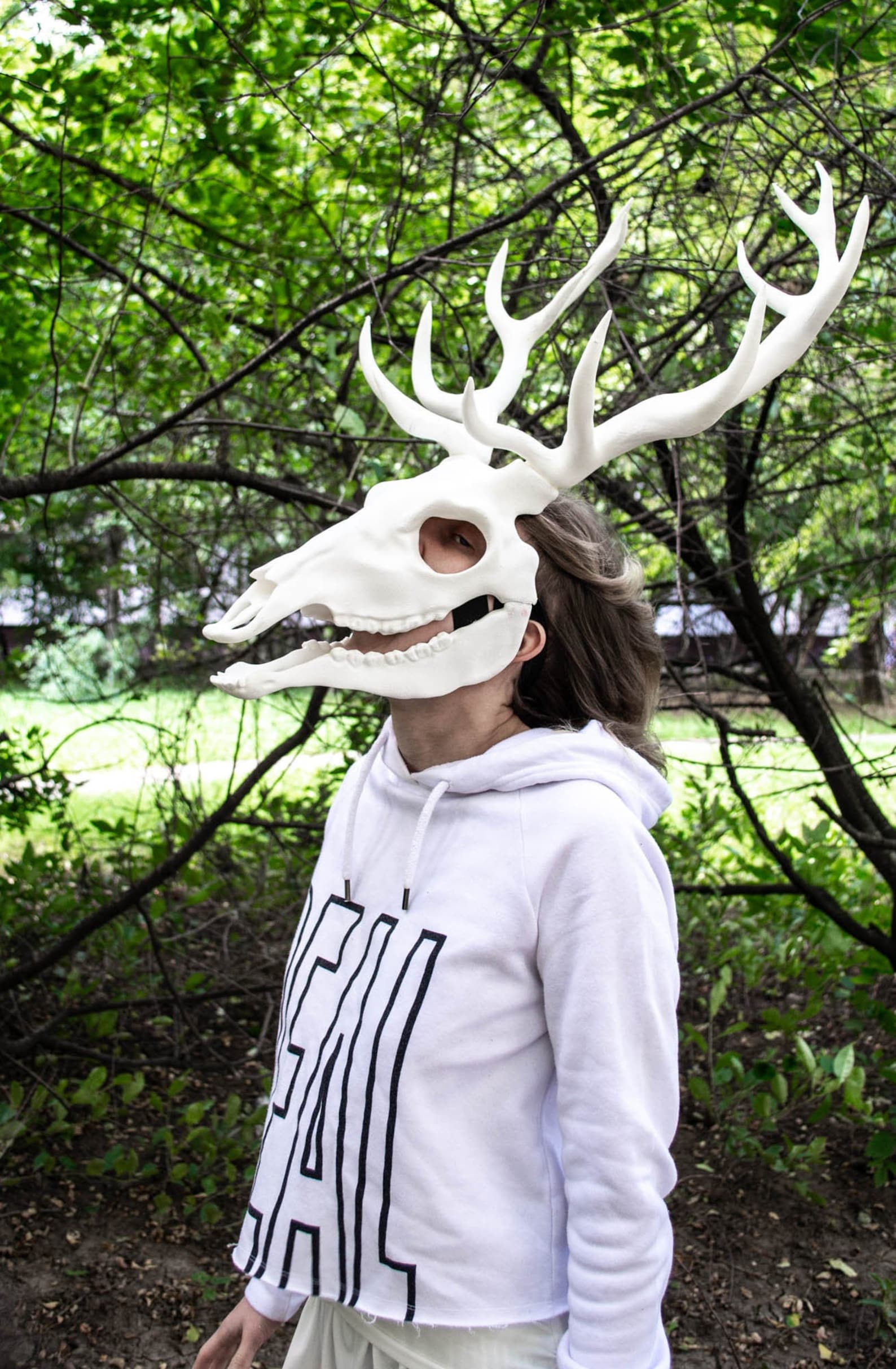 Movable Deer Skull Mask with Antlers /Creepy Mask Macabre | Etsy