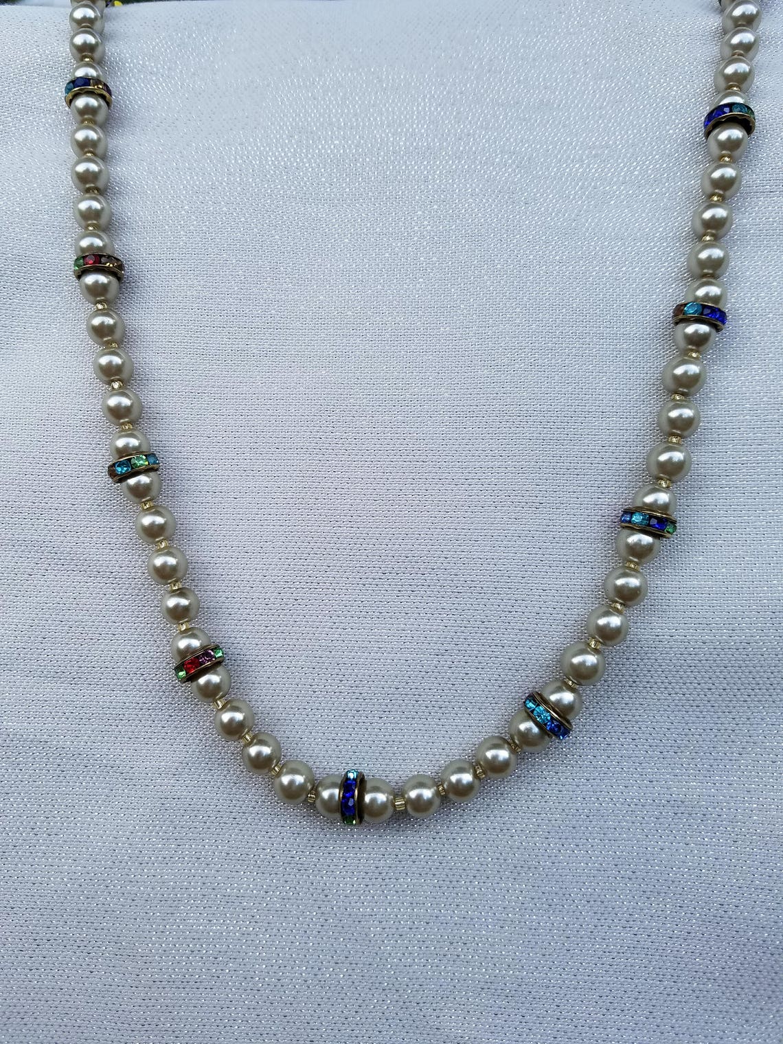 Platinum Pearls With Multi-color Sparkle Bead Necklace - Etsy