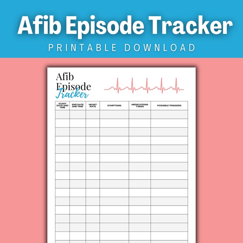 Afib Episode Tracker: Atrial Fibrillation Log (printable) - Etsy