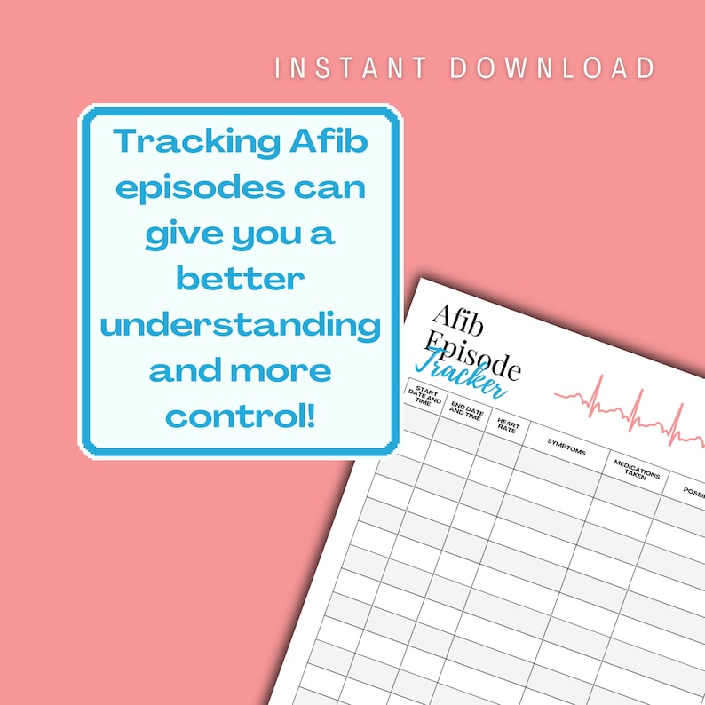 Afib Episode Tracker: Atrial Fibrillation Log (printable) - Etsy