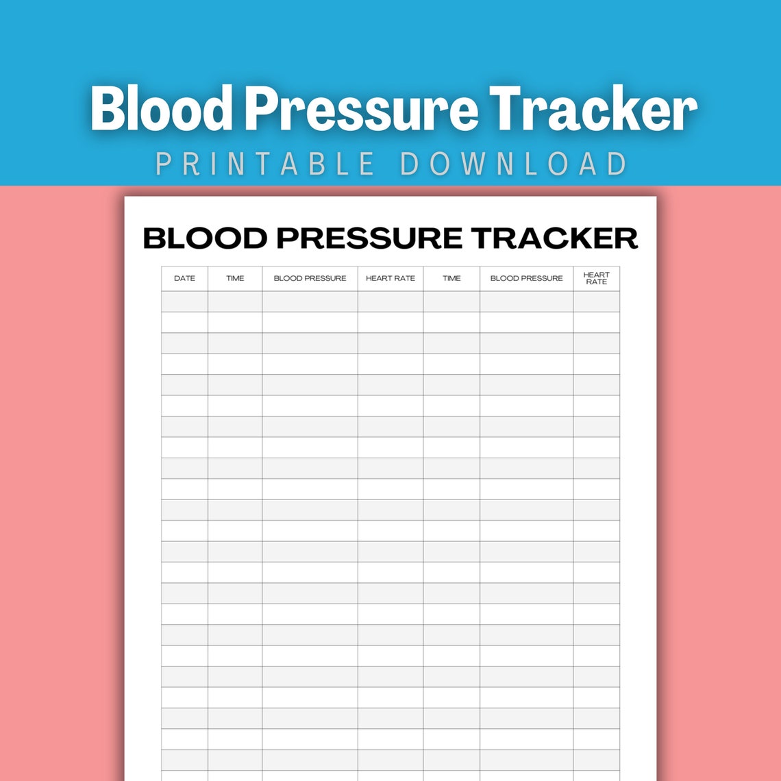 Blood Pressure Log Printable Blood Pressure Chart Tracker Record ...