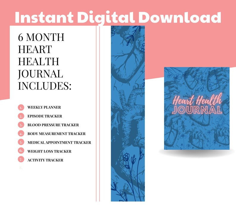 Heart Health Journal, Printable Heart Health Planner, Heart Healthy ...