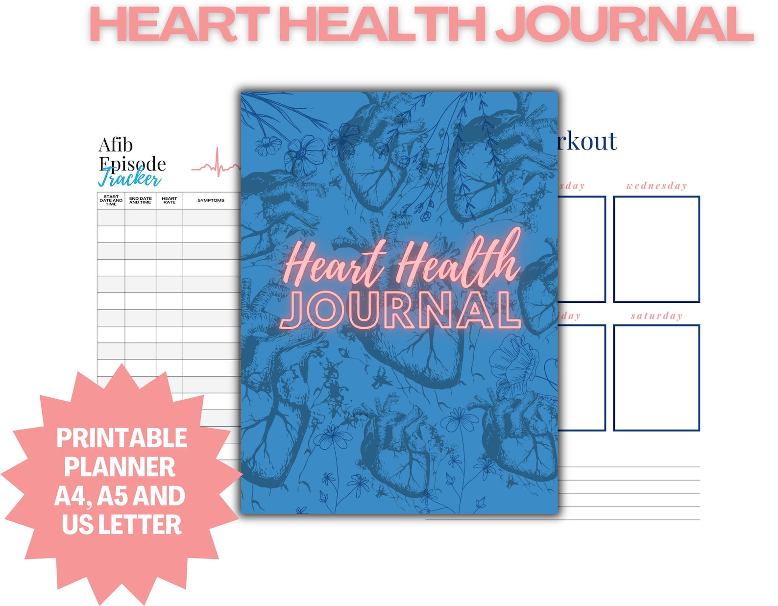 Heart Health Journal, Printable Heart Health Planner, Heart Healthy ...