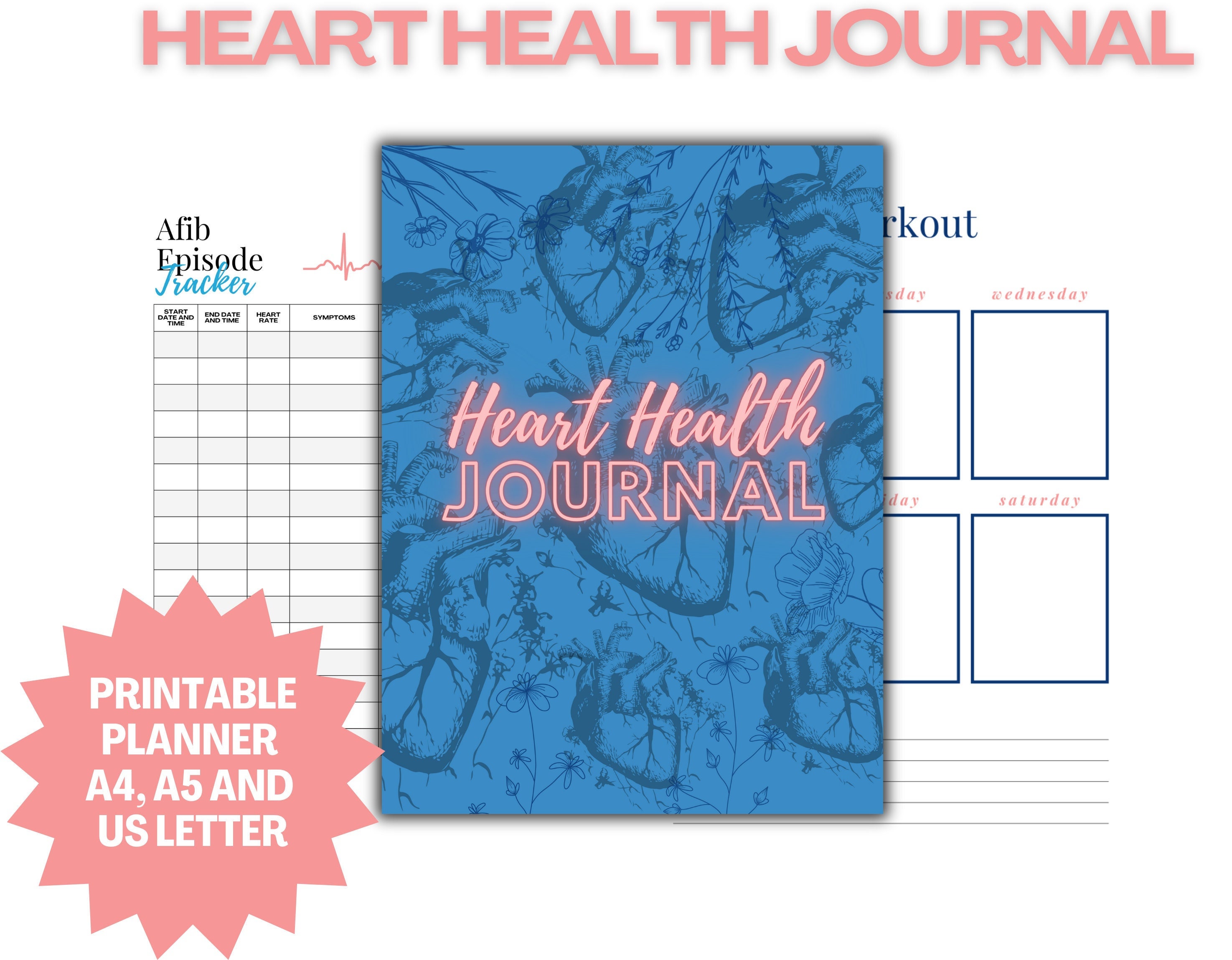 Heart Health Journal, Printable Heart Health Planner, Heart Healthy ...