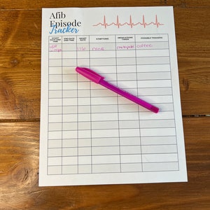 Afib Episode Tracker: Atrial Fibrillation Log (printable) - Etsy