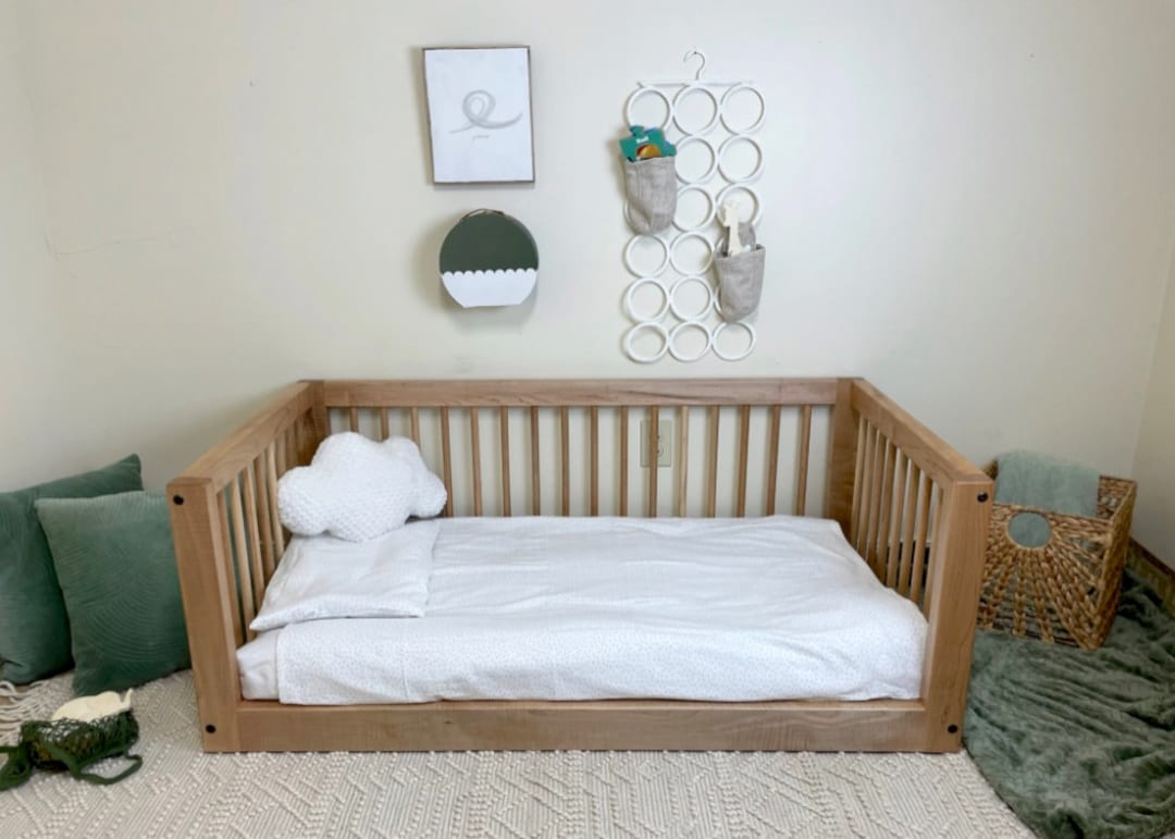 Floor Bed With Rails, Twin Size Toddler Bed, Montessori Bed, Day Bed ...