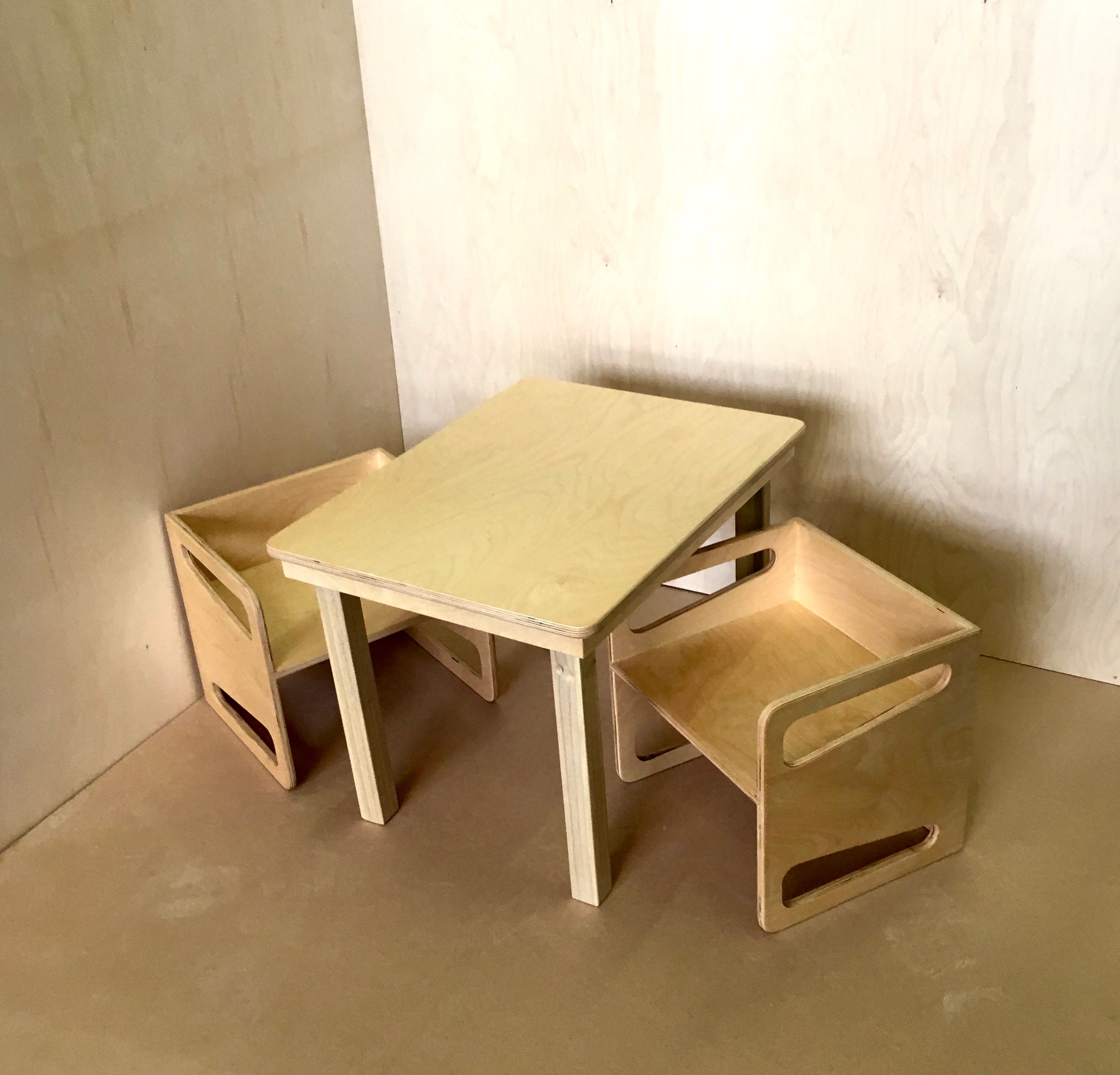 Cube Chair (4) and Table Set for Kids, Weaning Chair and Table Set ...